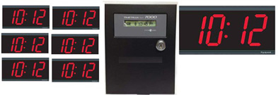 Florida Time Clock - Master clock with digital clocks Pyramid master clock and digital clock